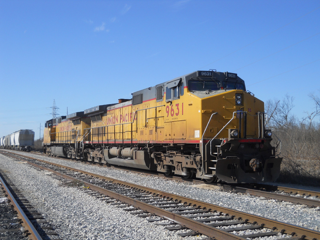 UP 9631 26Jan2011 Tied-down in JAMA yard